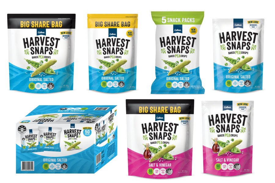 Calbee - Harvest Snaps Baked Pea Crisps in Original Salted (120g, 200g ...